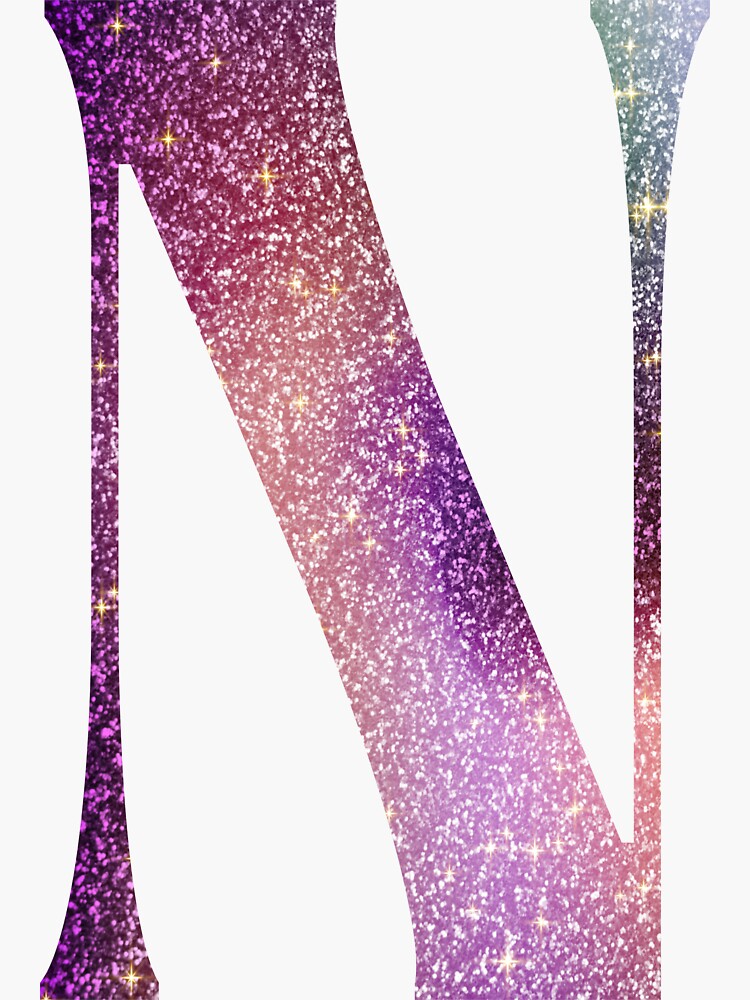 "pretty glitter galaxy colors of alphabet art of N letter" Sticker for ...
