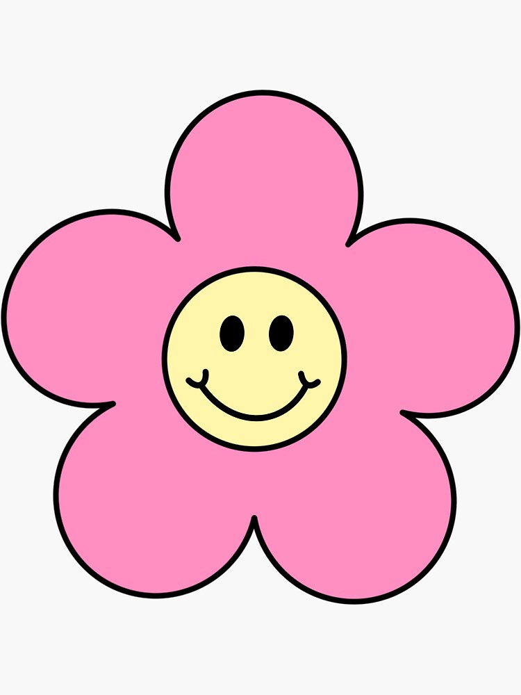 "Flower Smiley Face Hot Pink" Sticker for Sale by berrydesignco | Redbubble