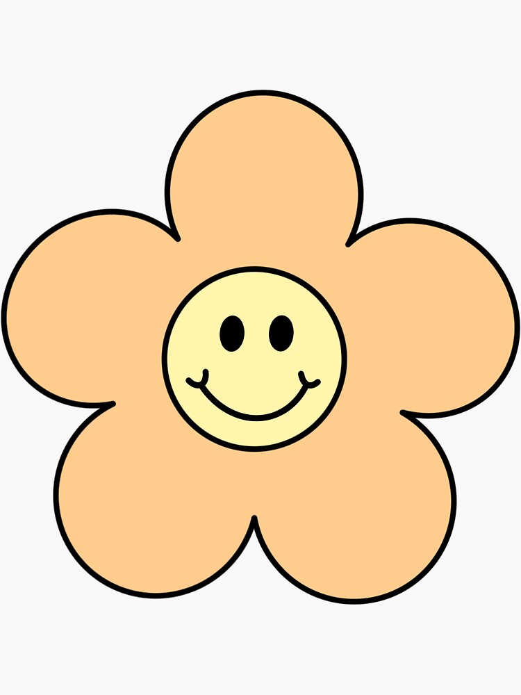 "Flower Smiley Face Orange" Sticker for Sale by berrydesignco | Redbubble