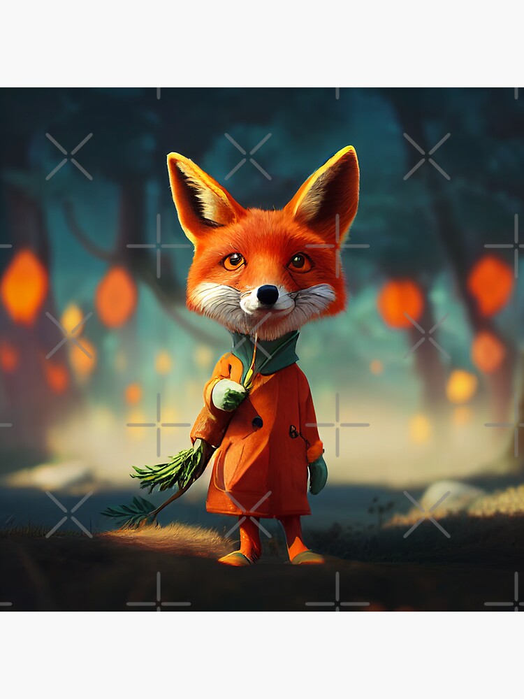 "Cute fox holding a carrot" Sticker for Sale by michae1l | Redbubble