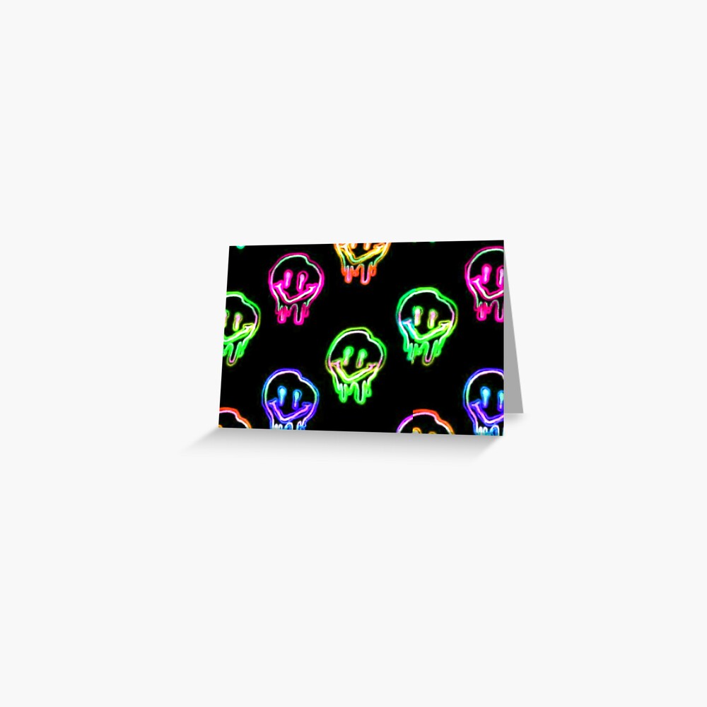 "Neon Drippy Psychedelic Smiley Face | Indie Trippy Aesthetic" Greeting ...