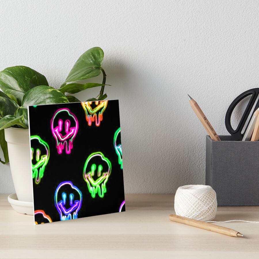"Neon Drippy Psychedelic Smiley Face | Indie Trippy Aesthetic" Art ...