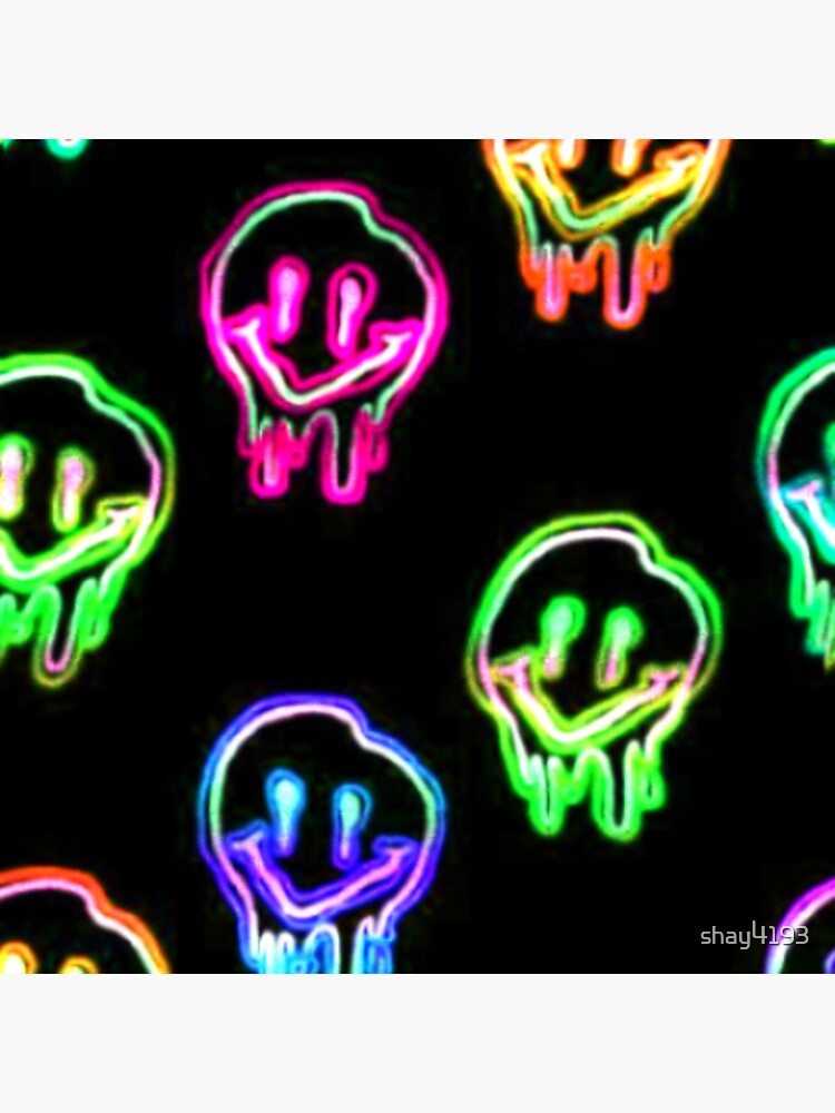 "Neon Drippy Psychedelic Smiley Face | Indie Trippy Aesthetic" Sticker ...