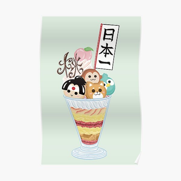 "Momo Taro Parfait" Poster for Sale by teruuuchan | Redbubble