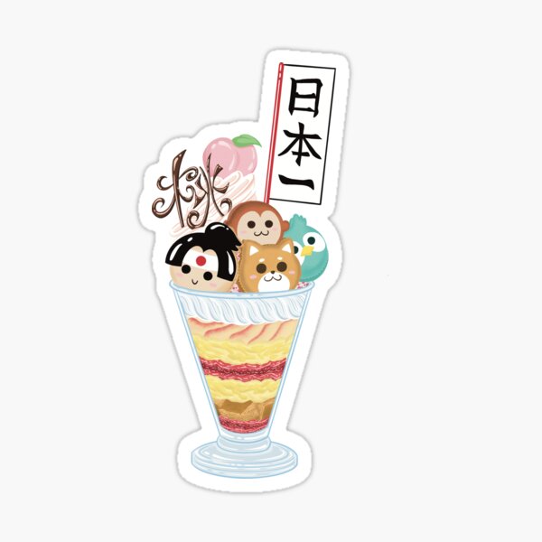 "Momo Taro Parfait" Sticker for Sale by teruuuchan | Redbubble
