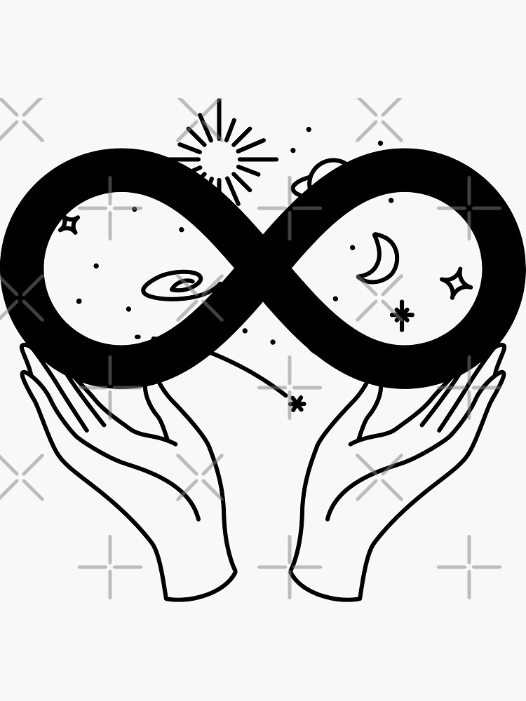"infinity, infinty sign universe in hands" Sticker for Sale by badbug ...