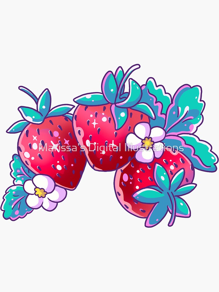 "Strawberries" Sticker for Sale by shylittlekittie | Redbubble