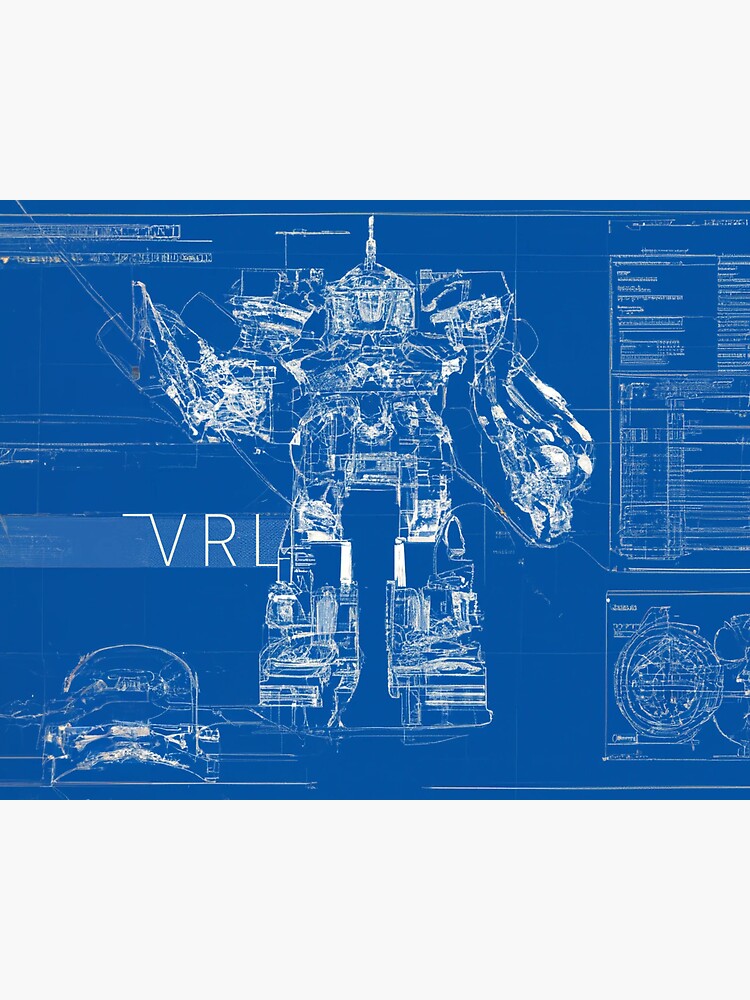"Blueprint of a giant war robot" Sticker for Sale by VisionaryRobots ...