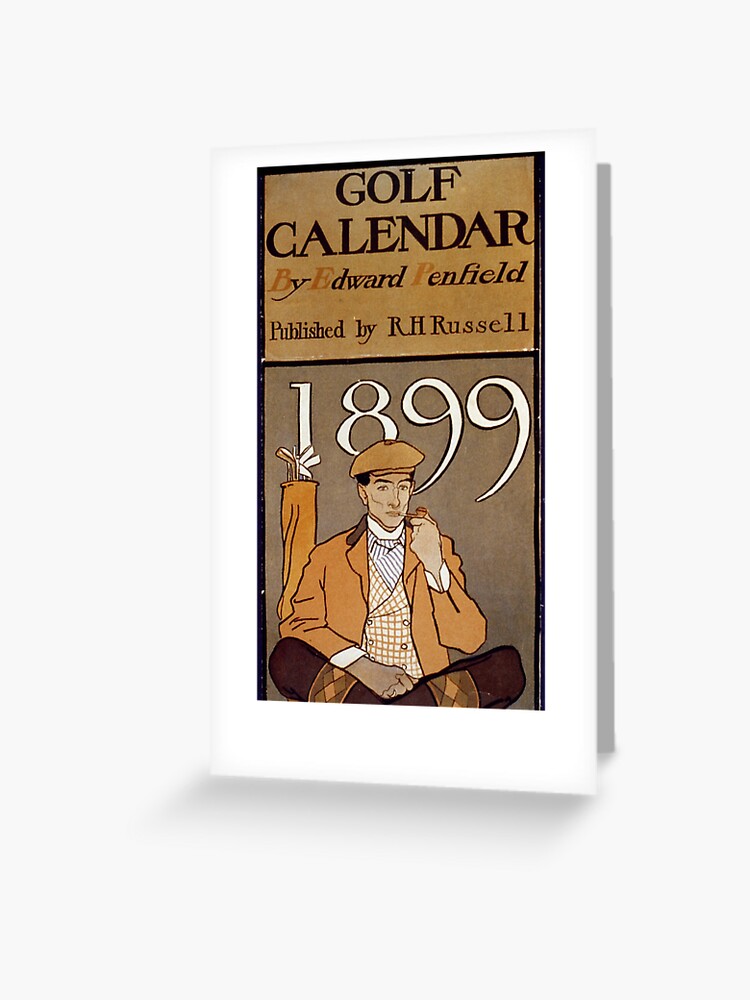 "1899 Vintage Golf Calendar Cover Art" Greeting Card for Sale by ...