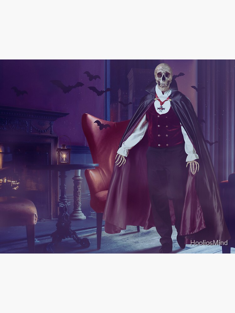 "Skeleton vampire in his castle" Sticker for Sale by HooliosMind ...