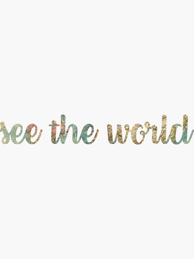 "see the world cursive map" Sticker for Sale by cgidesign | Redbubble