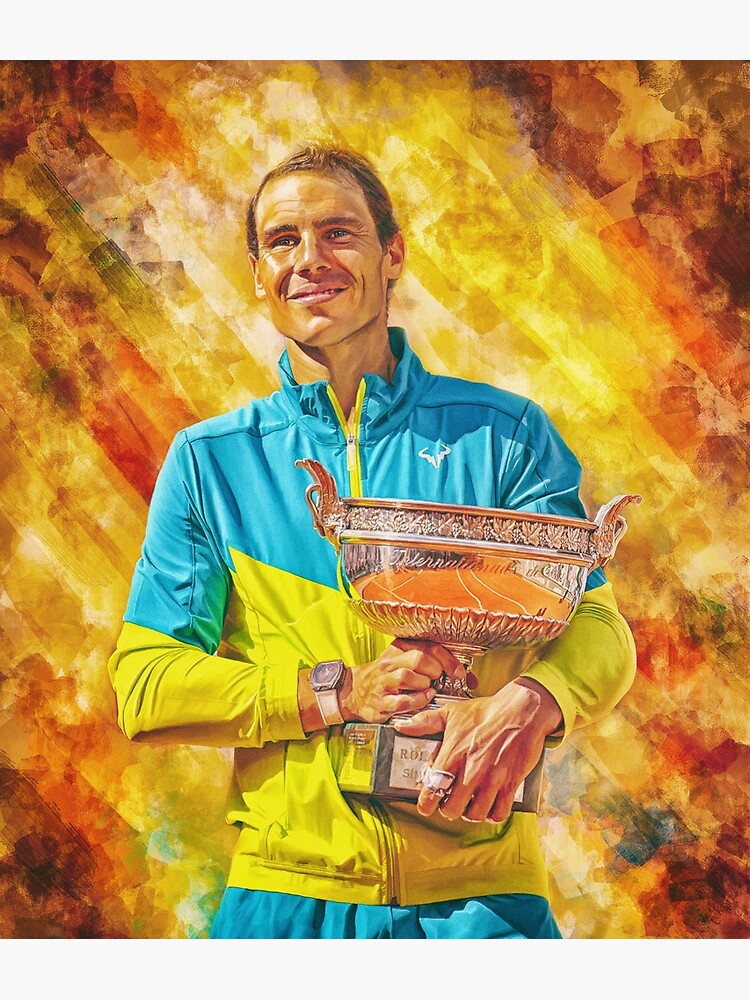 "Rafael Nadal with RG French Open 2022 trophy cup. Digital artwork ...