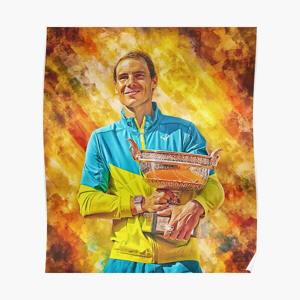 "Rafael Nadal with RG French Open 2022 trophy cup. Digital artwork ...