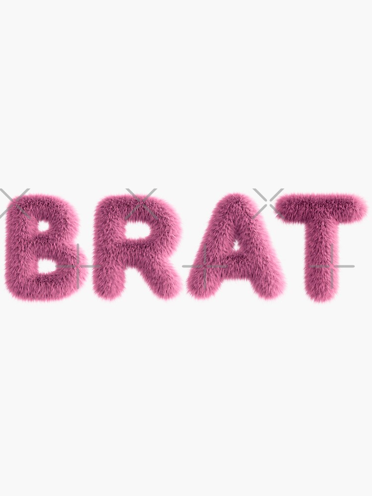 "Brat Cute Fuzzy Pink Letters" Sticker for Sale by KinkShoppe | Redbubble