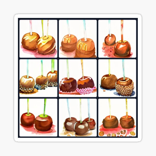 "Caramel Apple Pack / Watercolor Art" Sticker for Sale by CinderPress ...