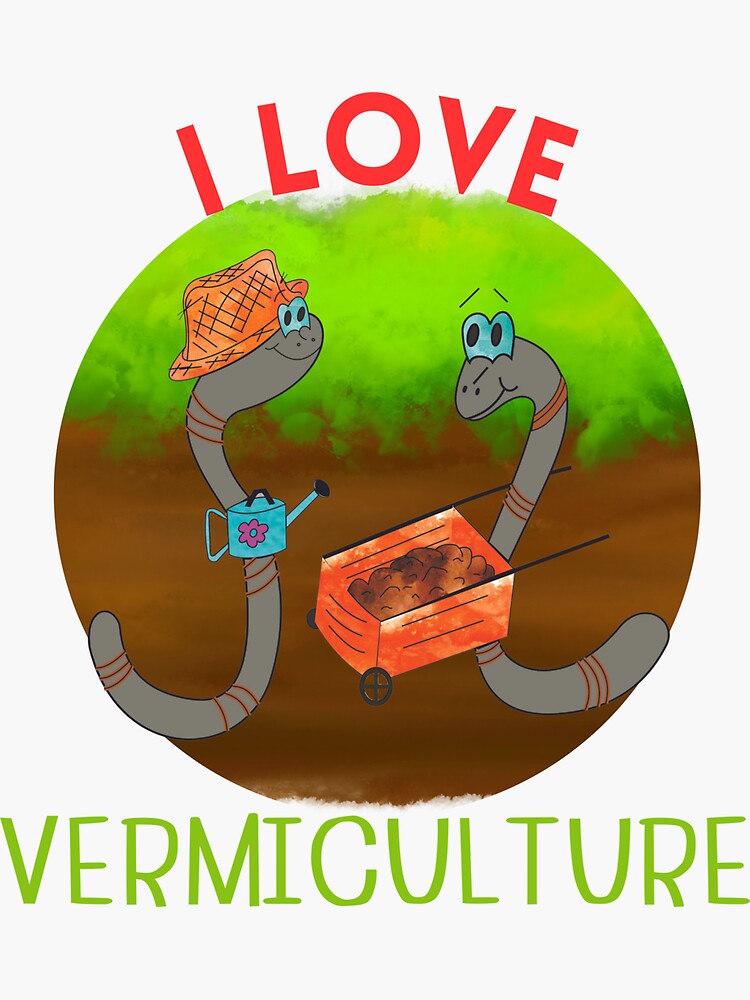 "Gardening Earthworms - I Love Vermiculture" Sticker for Sale by ...