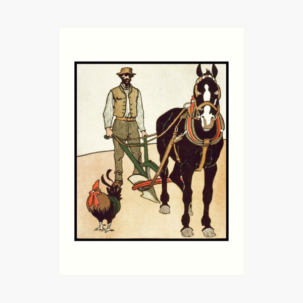"Mule Plow and Gamecock Vintage Art " Art Print by mkkessel | Redbubble