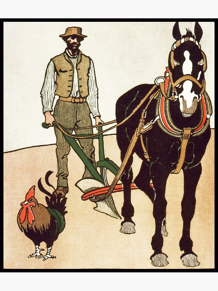 "Mule Plow and Gamecock Vintage Art " Art Print by mkkessel | Redbubble