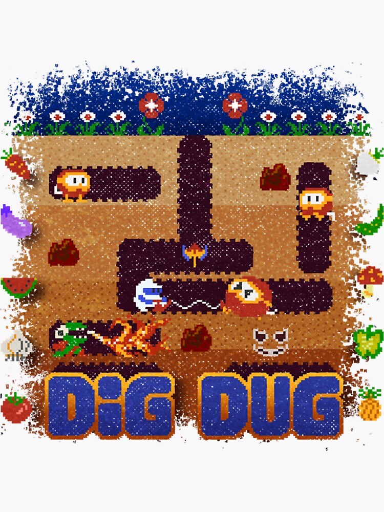 "Birthday Girl Dig Dug Computer Gaming Vintage Style " Sticker for Sale ...