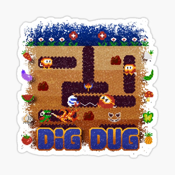 "Birthday Girl Dig Dug Computer Gaming Vintage Style " Sticker for Sale ...