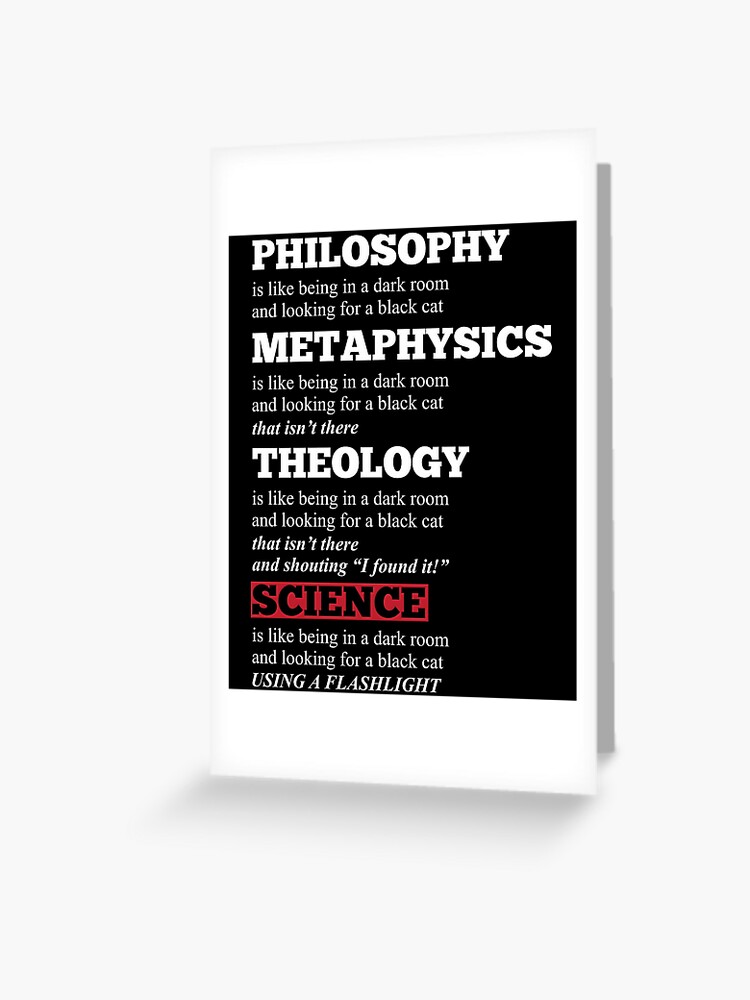 "Funny Philosophy Metaphysics Theology Science Joke" Greeting Card for ...
