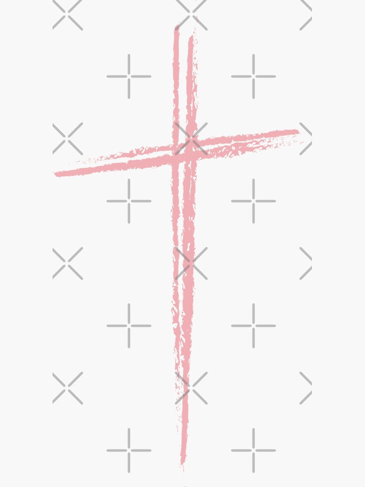 "Pink Christian Cross - Minimalist Artistic Lines" Sticker for Sale by ...