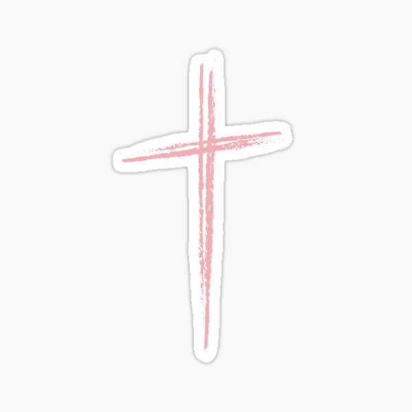 "Pink Christian Cross - Minimalist Artistic Lines" Sticker for Sale by ...