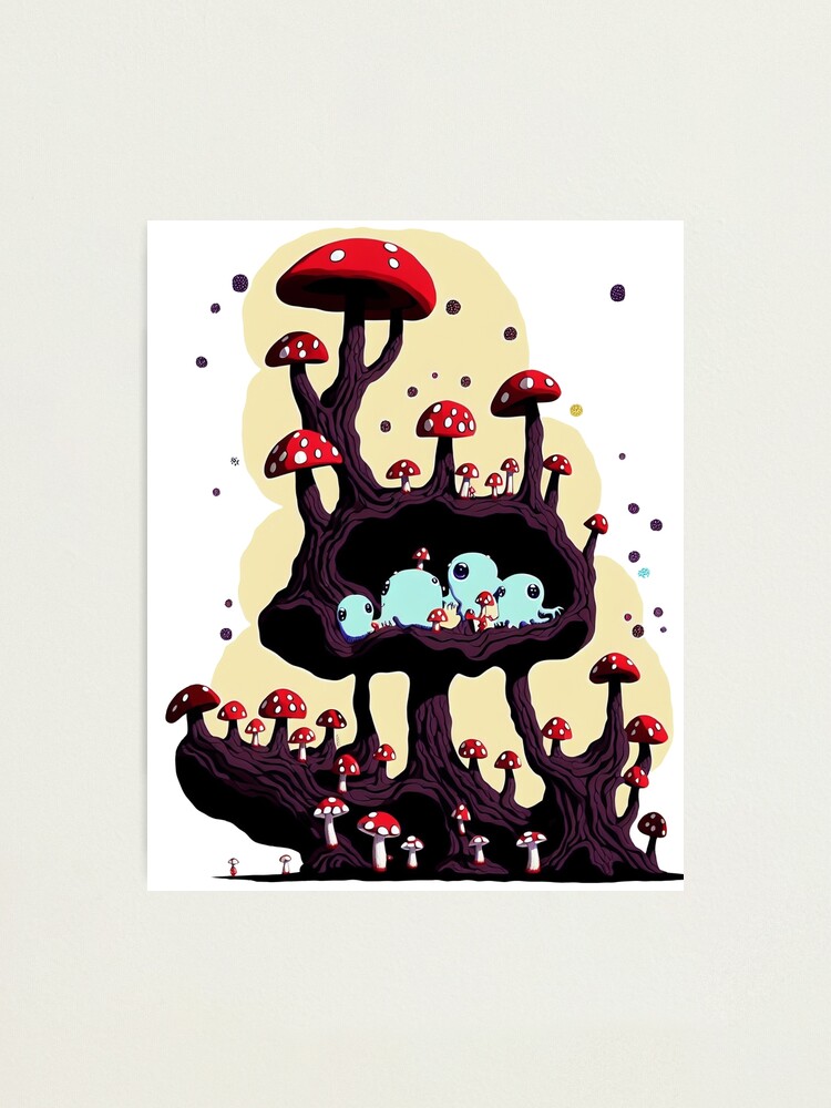 "Little slime monsters living in a toadstool caves with flying spores ...