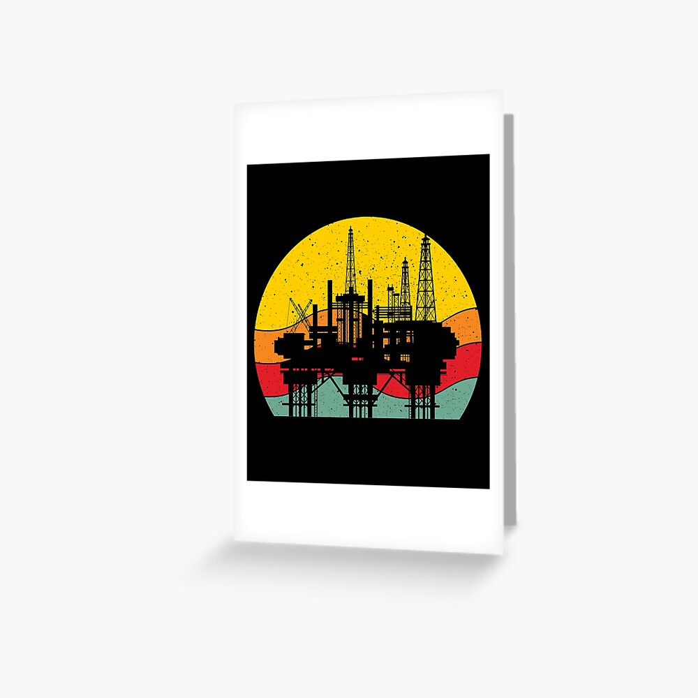 "Retro Oil Well Pumpjack Oil Rig Oilman Oilfield Worker" Greeting Card ...
