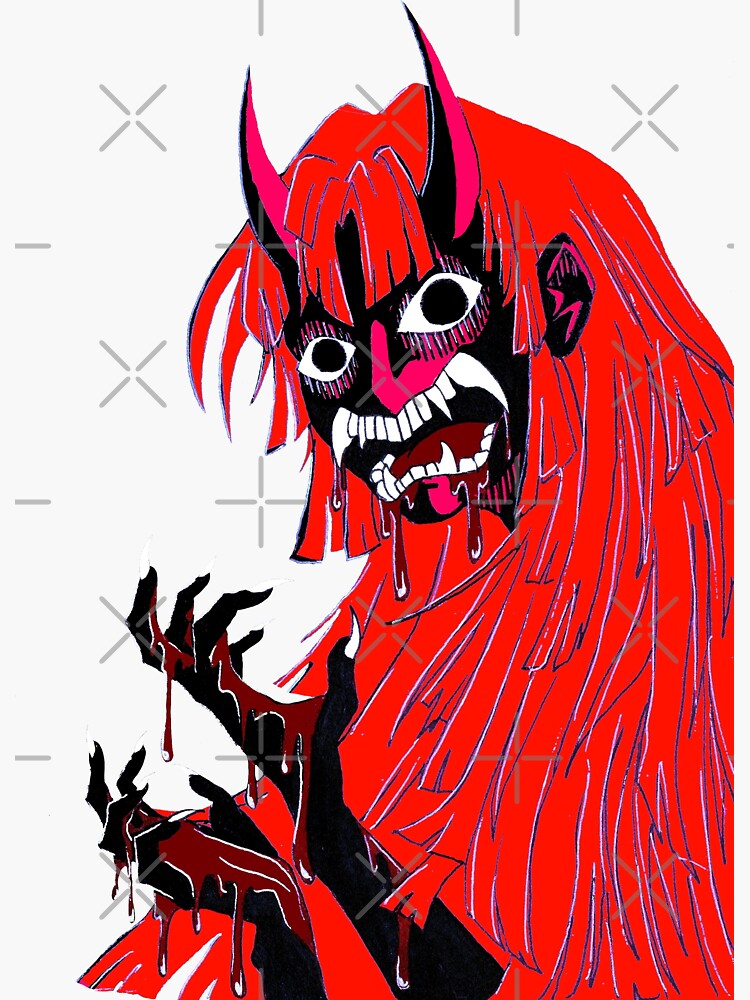 Red Oni Sticker For Sale By Madkw Redbubble
