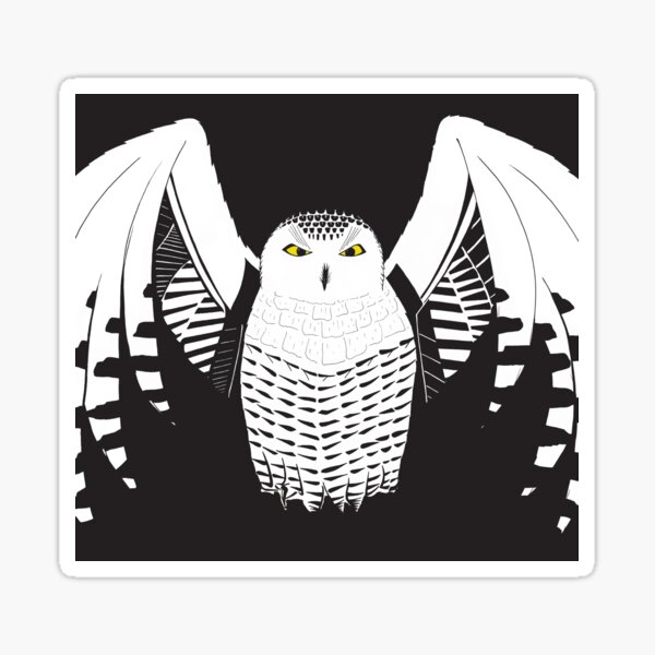 "Snowy Owl - Stylized Ink Drawing" Sticker for Sale by SfidaDesigns ...