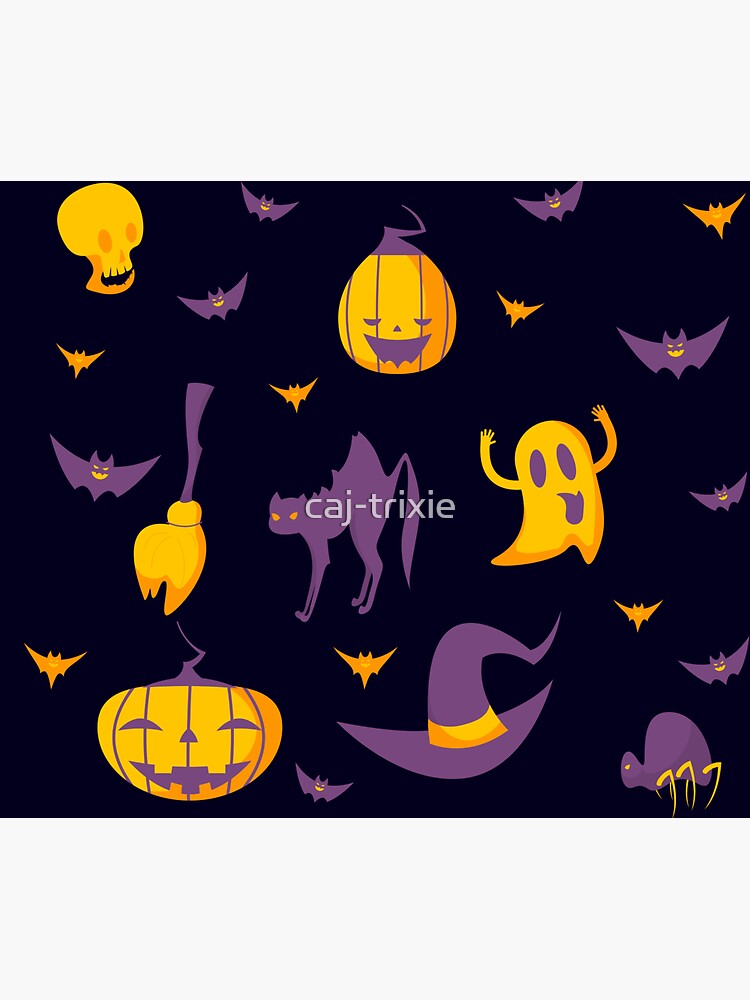 "Skulls, Pumpkins, and Ghosts, oh my!" Sticker by caj-trixie | Redbubble