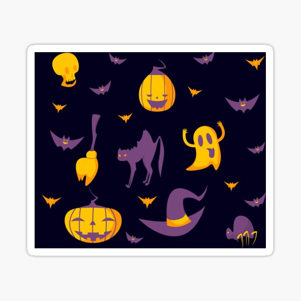 "Skulls, Pumpkins, and Ghosts, oh my!" Sticker by caj-trixie | Redbubble