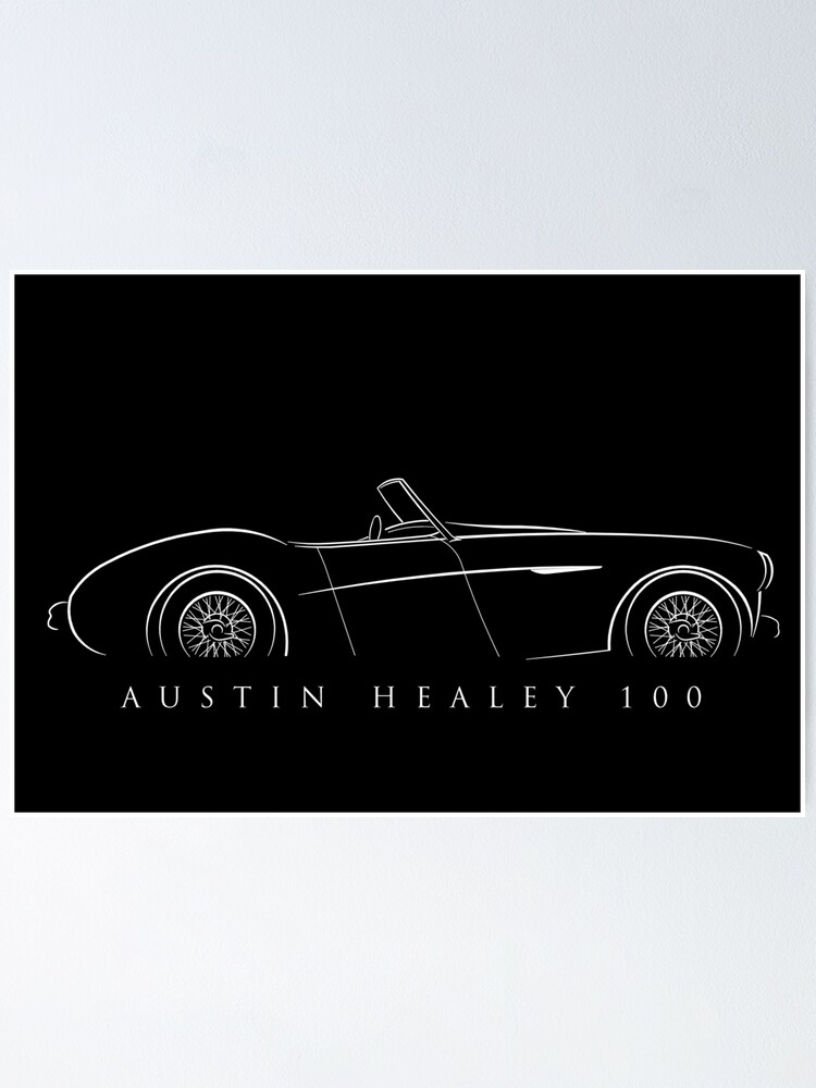 "Austin Healey 100 - profile stencil, white" Poster for Sale by mal ...
