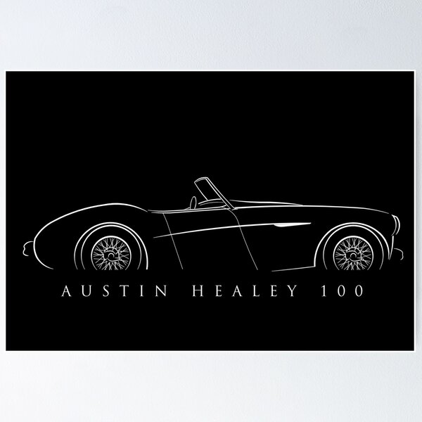 "Austin Healey 100 - profile stencil, white" Poster for Sale by mal ...
