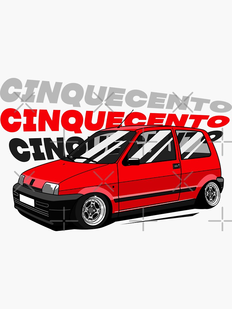 "Red Cinquecento Sticker" Sticker for Sale by shketdesign | Redbubble