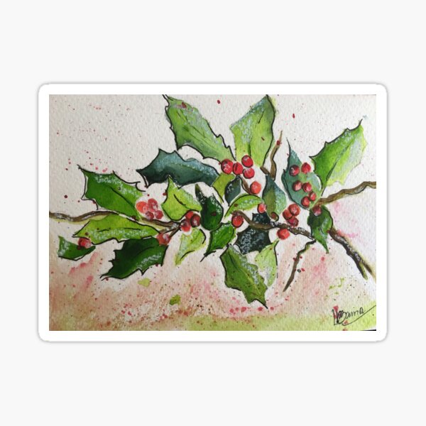 "Christmas Holly" Sticker for Sale by Lsamba | Redbubble