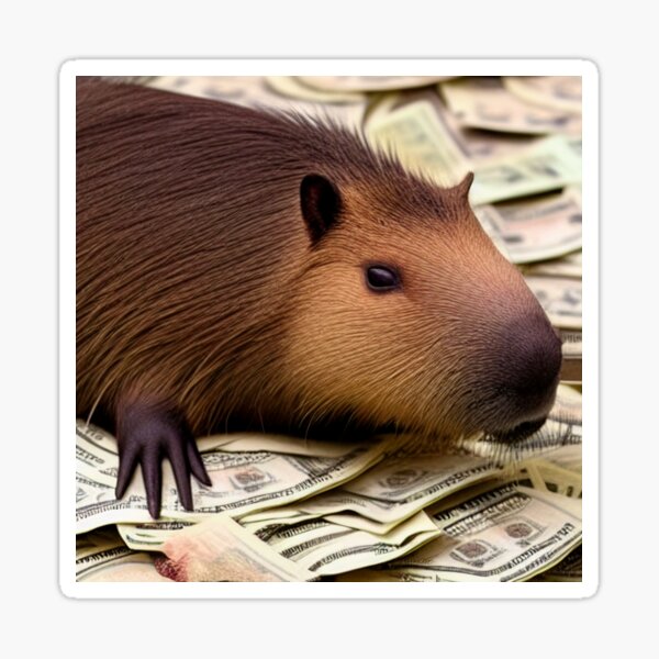 "Capybara on a pile of cash money" Sticker for Sale by ArtisticAI ...