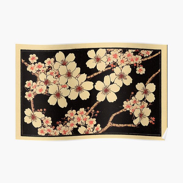 "Vintage Japanese Cherry Blossom Drawing" Poster for Sale by ...
