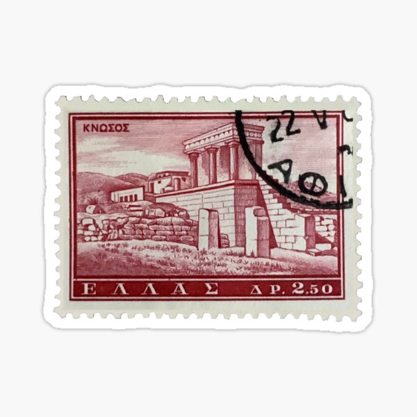 "Vintage Greek Acropolis Red Postage Stamp" Sticker for Sale by red ...
