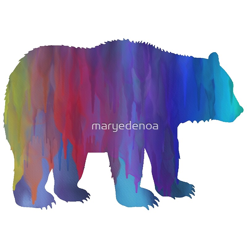 "Rainbow Watercolor Dripping Bear" by maryedenoa | Redbubble