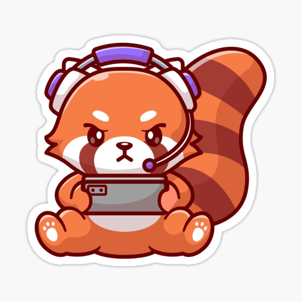"Gaming Red Panda" Sticker for Sale by renju1902 | Redbubble
