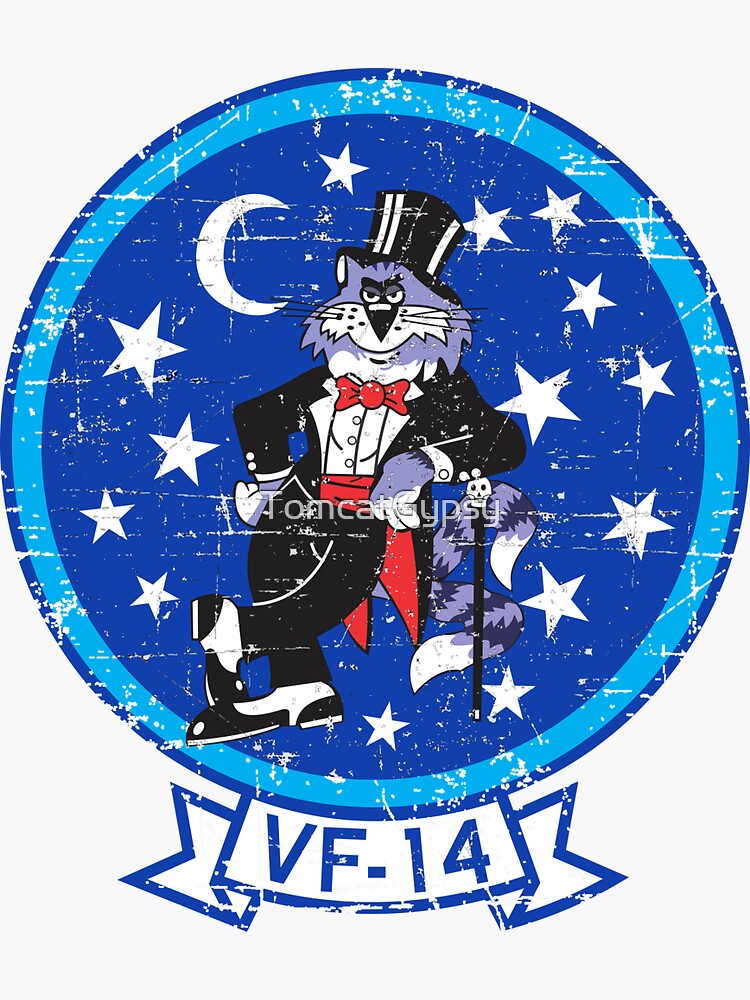 "F-14 Tomcat - Fighting Tophatters - Grunge Style" Sticker for Sale by ...