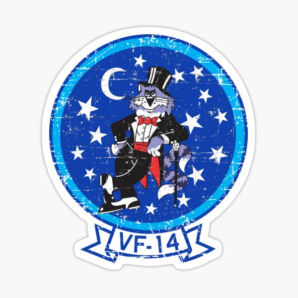 "F-14 Tomcat - Fighting Tophatters - Grunge Style" Sticker for Sale by ...