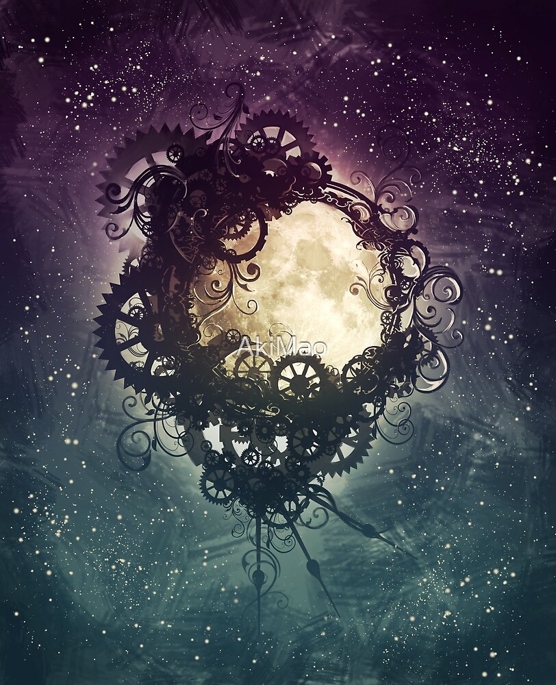 "Clockwork Moon" by AkiMao | Redbubble