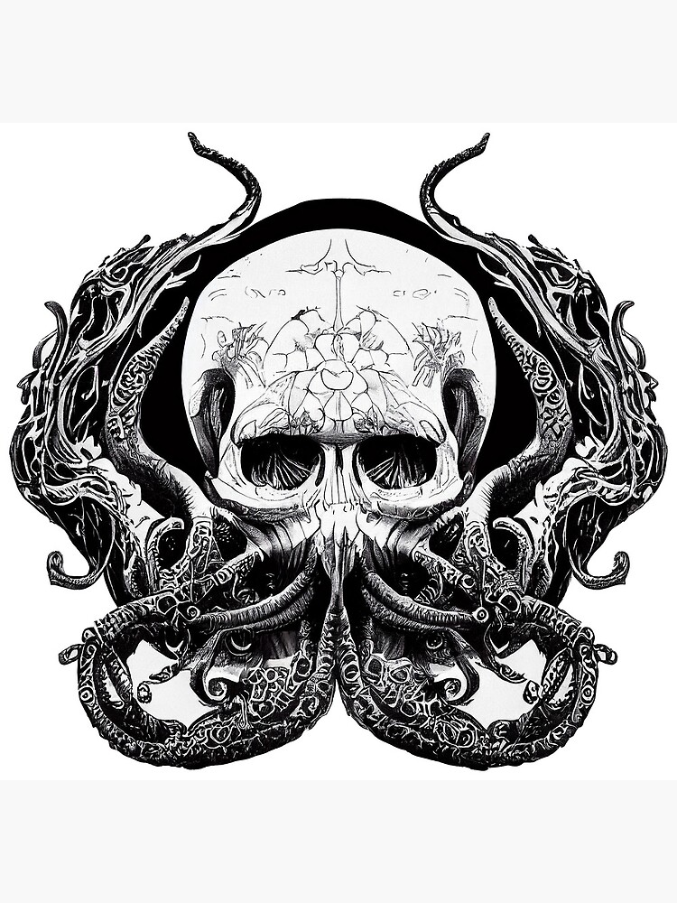 "Lovecraftian Cthulhu Skull and Tentacles" Art Print for Sale by ...
