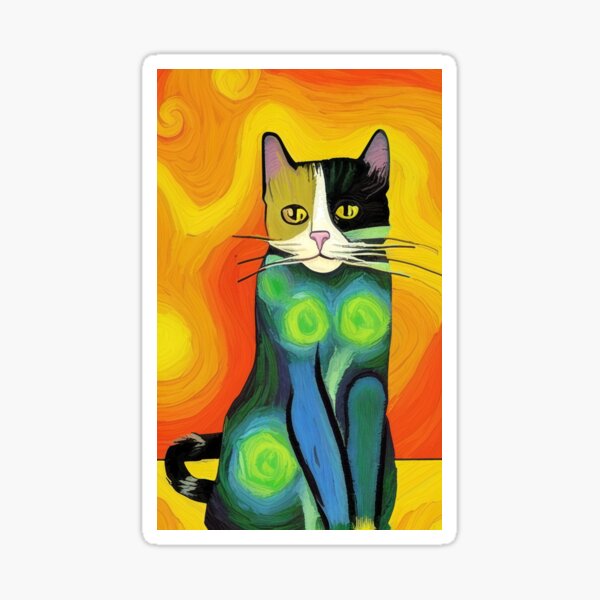 "Vincent van Mog (#38) Van Gogh cat [Create a set!]" Sticker for Sale ...