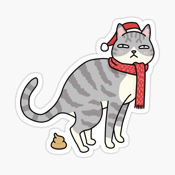 "Christmas Tabby Cat Pooping" Sticker for Sale by Lakisha0326 | Redbubble