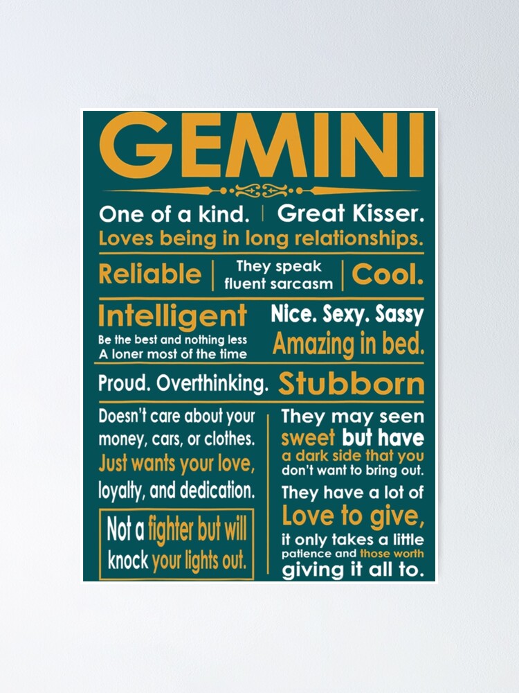 "Funny Gemini Zodiac Sign Horoscope Birthday " Poster for Sale by ...
