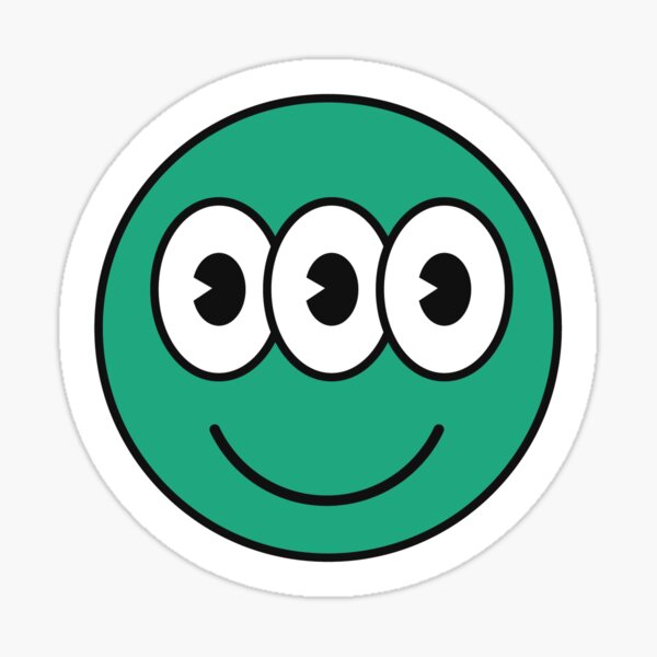 "Green smiley face" Sticker for Sale by ClueKeeper | Redbubble